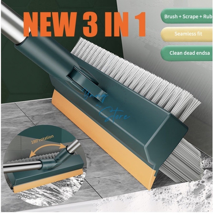 E305-3IN1 Push Brush Bathroom Floor Wall Cleaner Long Handle Portable V ...