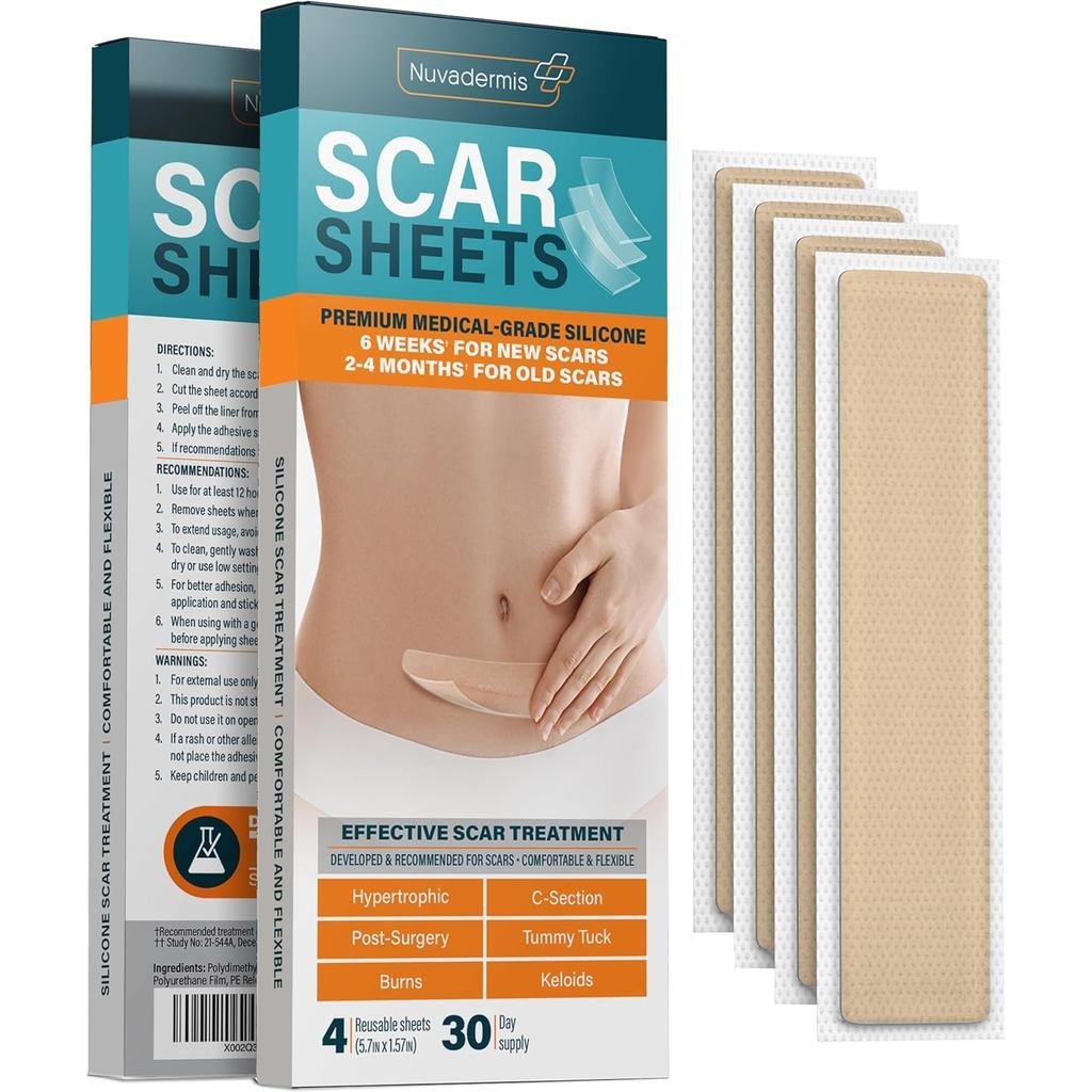 NUVADERMIS Silicone Scar Sheets - Extra Long Scar Sheets for C-Section ...