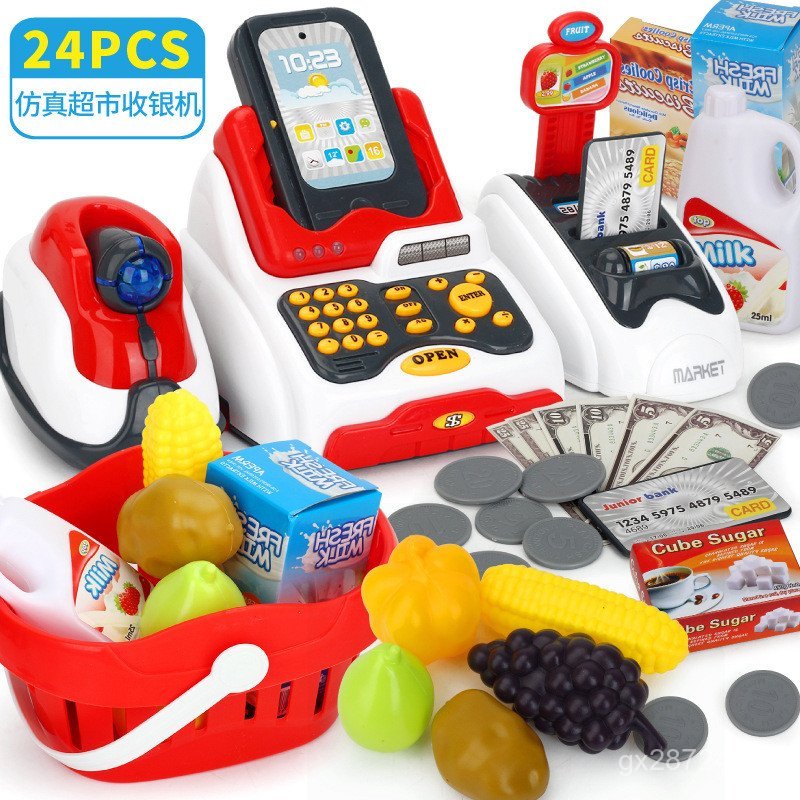 Swipe Card Cash Register Combo Shopping Basket Toy Simulation Set ...