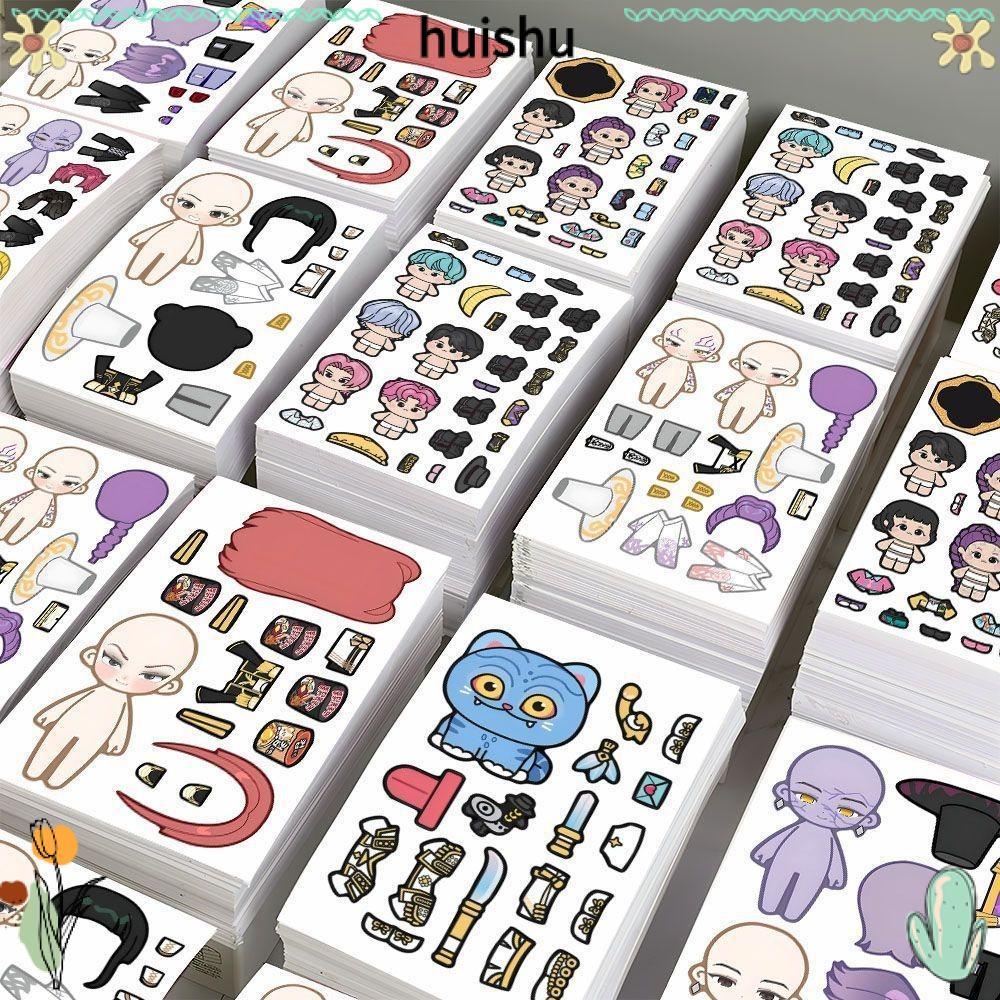 HUISHU DIY Stickers, 8 Sheets K-Pop Dress-up Stickers, Unique Cartoon ...