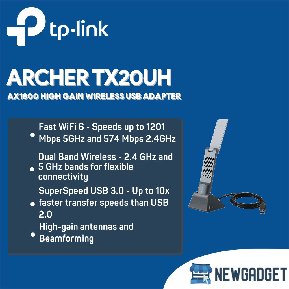 TP-LINK ARCHER TX20UH AX1800 HIGH GAIN WIRELESS USB ADAPTER | Shopee ...