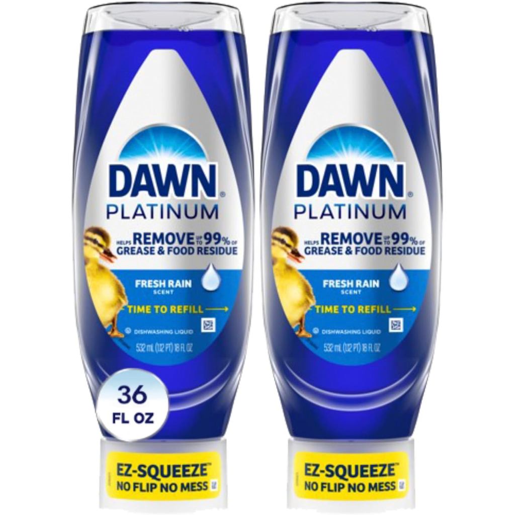 Dawn Platinum EZ-Squeeze Dish Soap, Dishwashing Liquid, Fresh Rain ...