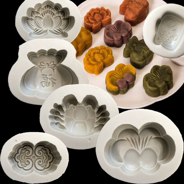 mooncake 中秋月餅模具 12 Styles Modeling Liquid Silicone Molds, Mooncake Soft ...
