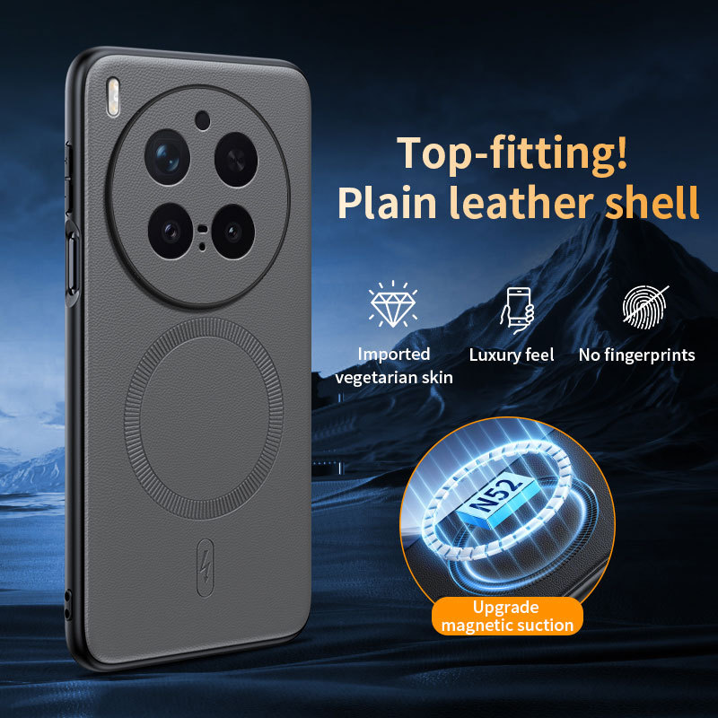 Luxury Matte Plain Leather Magnetic Full Lens Protection Case For VIVO ...