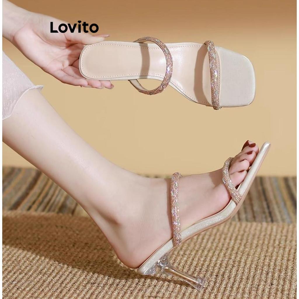 Lovito Elegant Plain Flash Diamond Heels for Women LFA66257 | Shopee ...