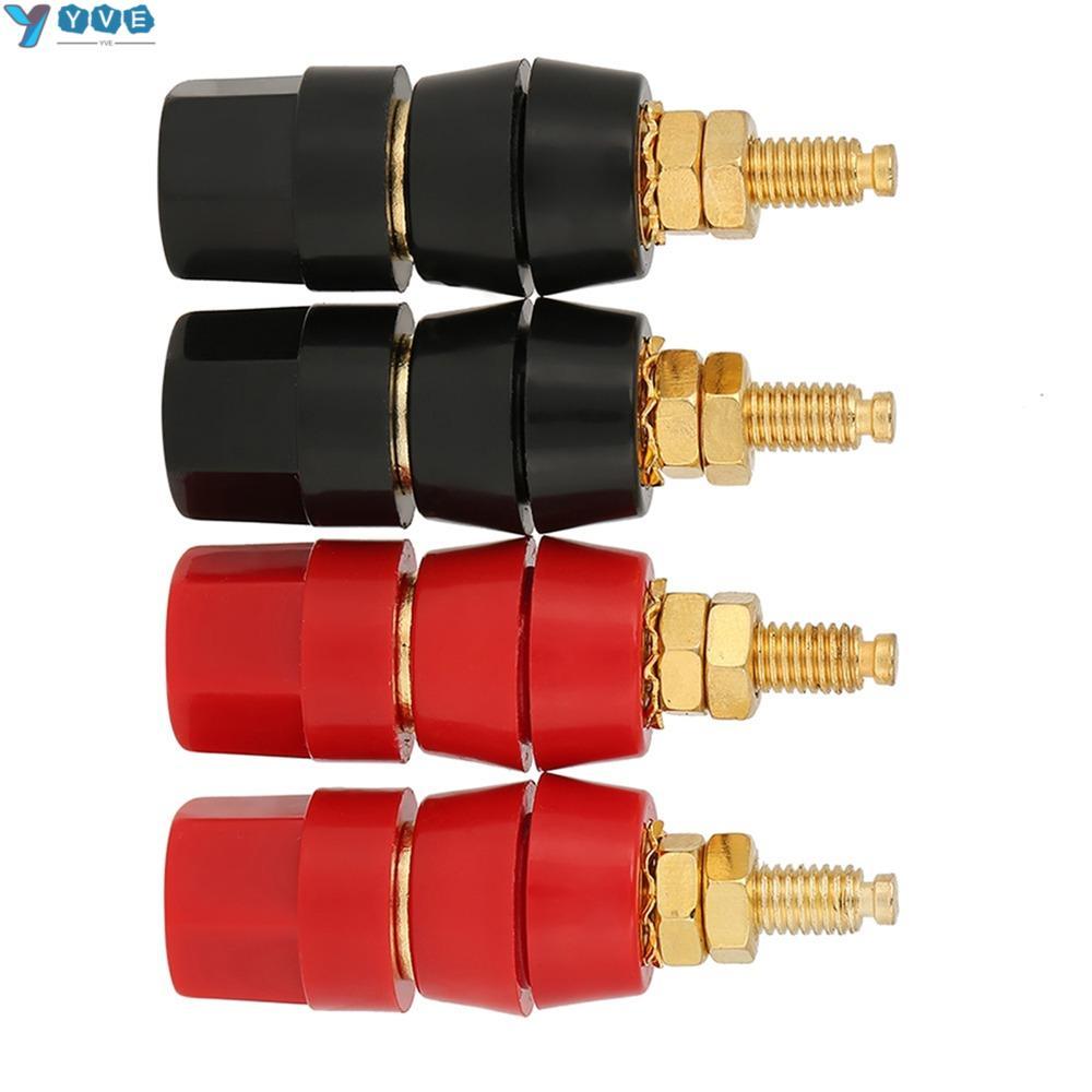 YVE 4 Pcs Binding Post, Gold-Plated Black and Red Speaker Terminal ...