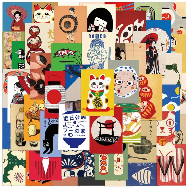 50PCS Vintage Classic Japanese Stickers Japanese Culture Decal Sticker ...