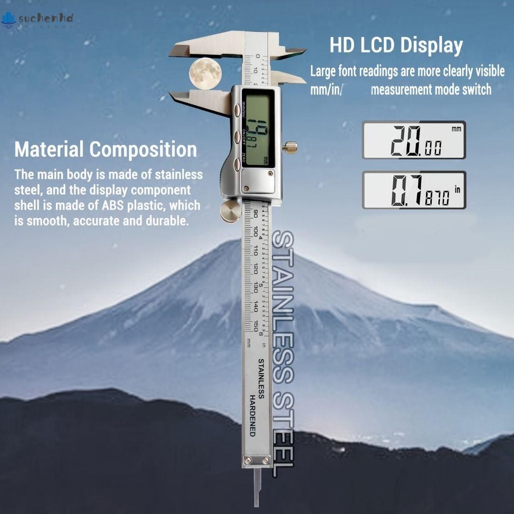 SUCHENHD Vernier Caliper, Inch Metric LCD Screen Digital Caliper Tool ...