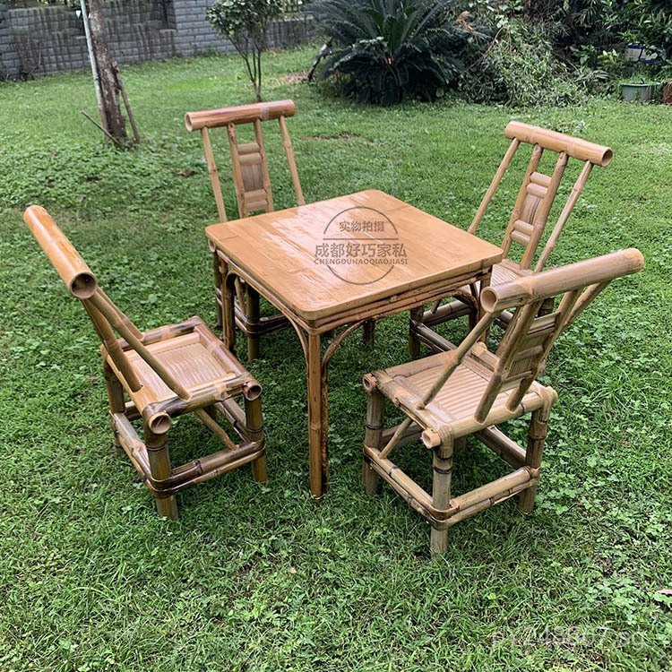 Bamboo Products Courtyard Handmade Zhigao Tea House Round Bamboo Table ...