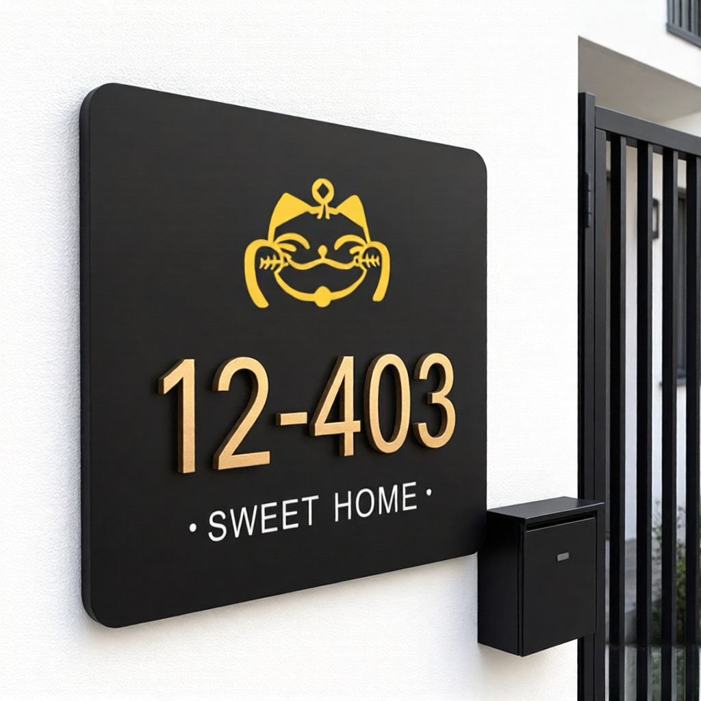 Lucky Cat 2026 Hdb Unit Unit Number Signage square Customised Unit Sign ...