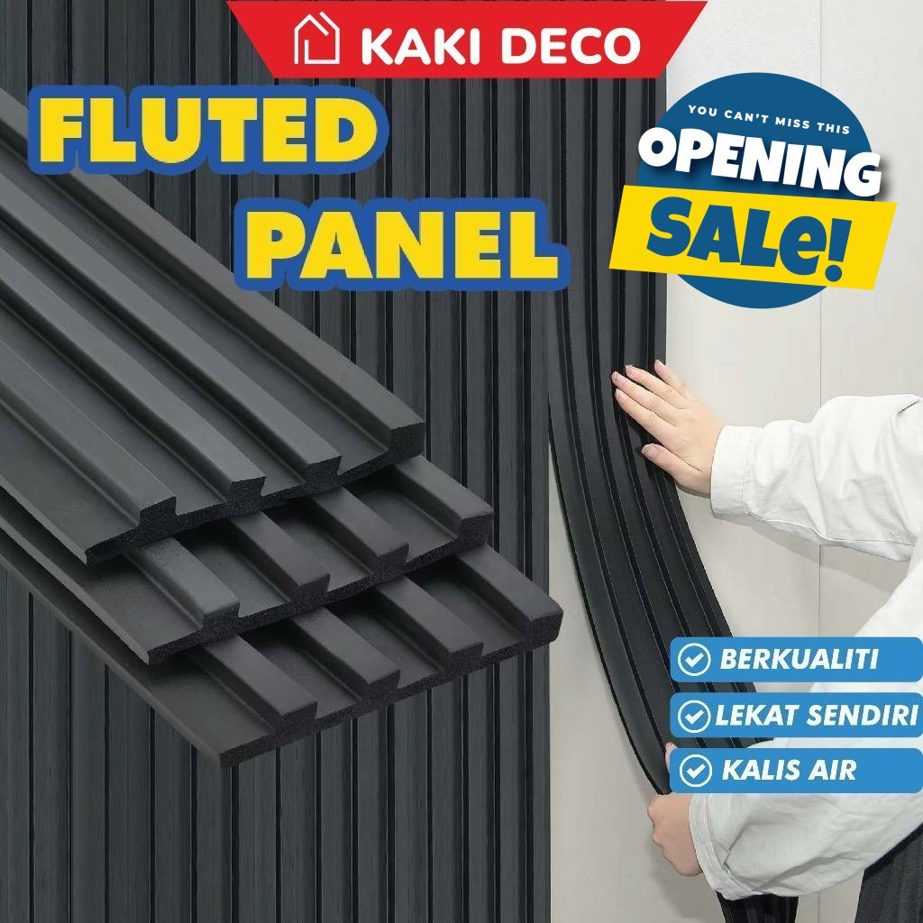 Kakideco 3 meter Fluted Panel Dinding Beralur Lembut Getah NBR Foam ...