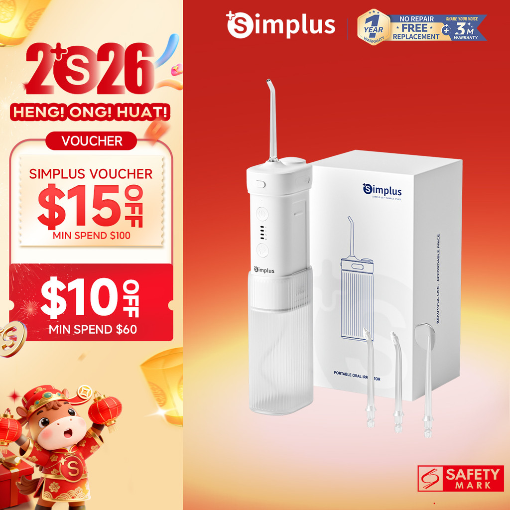 Simplus Water Flosser丨200mL Removable Pull-Out丨Cordless Rechargeable ...