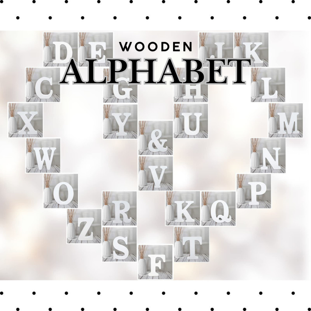 ABC Birthday Decoration Wooden Alphabet Letters Decor 3D White ...