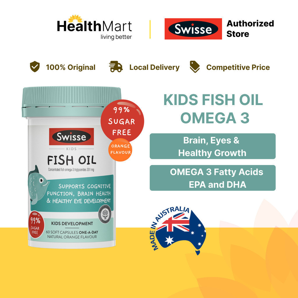 [SG] Swisse Kids Fish Oil 60 Chewable Capsules | Omega-3 EPA & DHA for ...