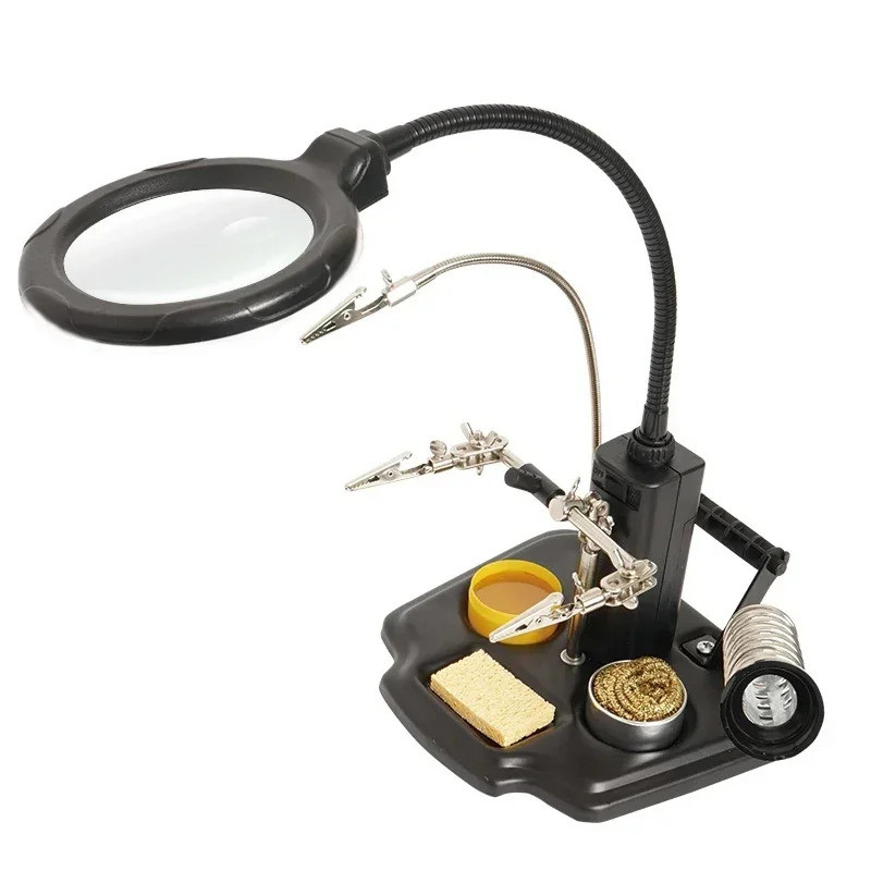 16 Led Light Magnifying Glass Welding Holder With Soldering Auxiliary ...