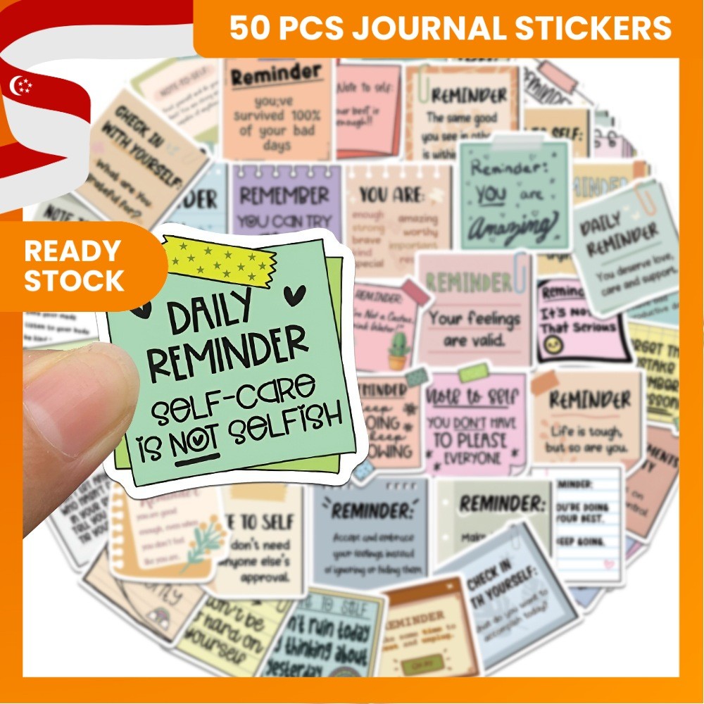 [KW] 50 pcs Daily Reminder Stickers Positive Affirmations, Self-Care ...