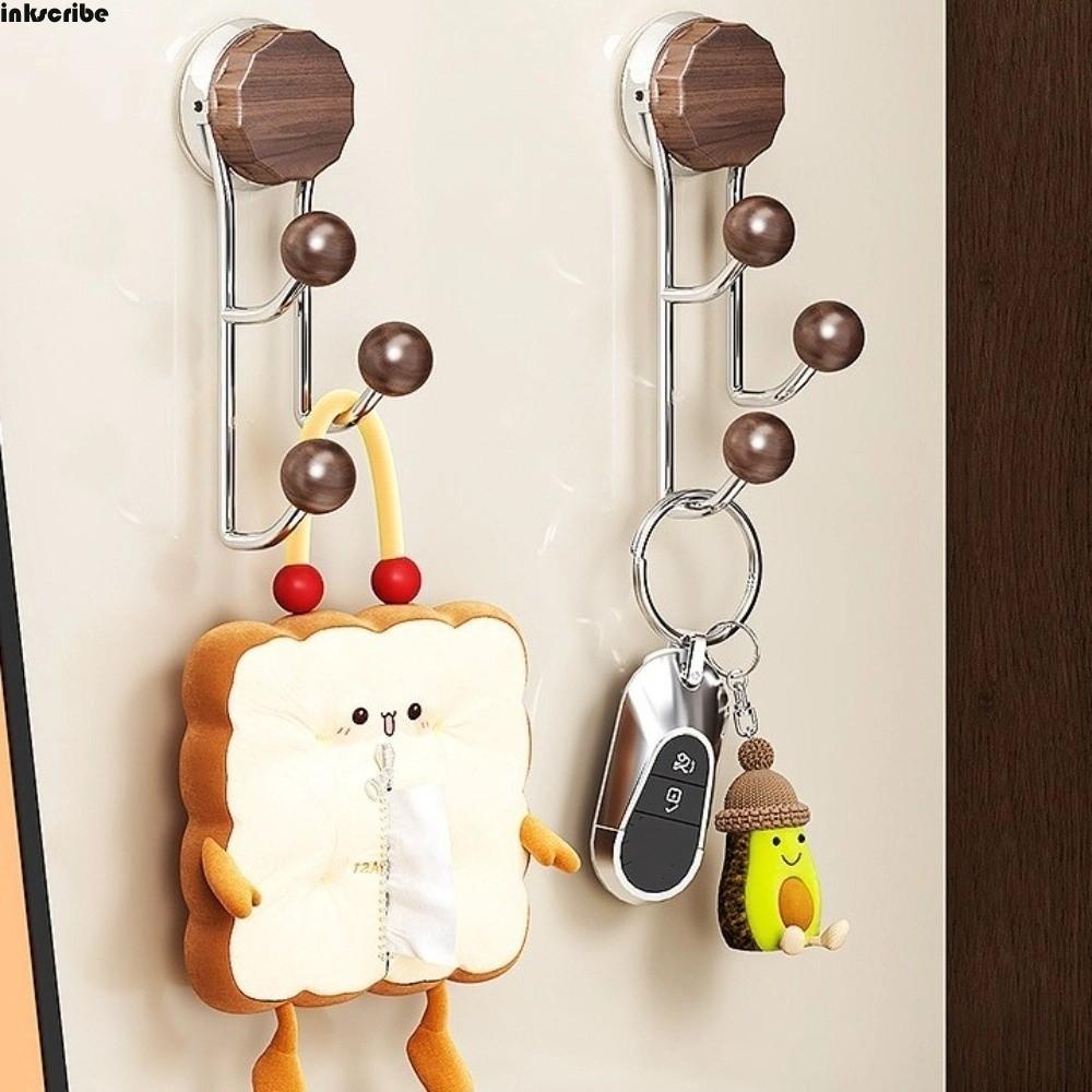 INKSCRIBE Suction Cup Hook, Without Punching Stainless Steel Wood Grain ...