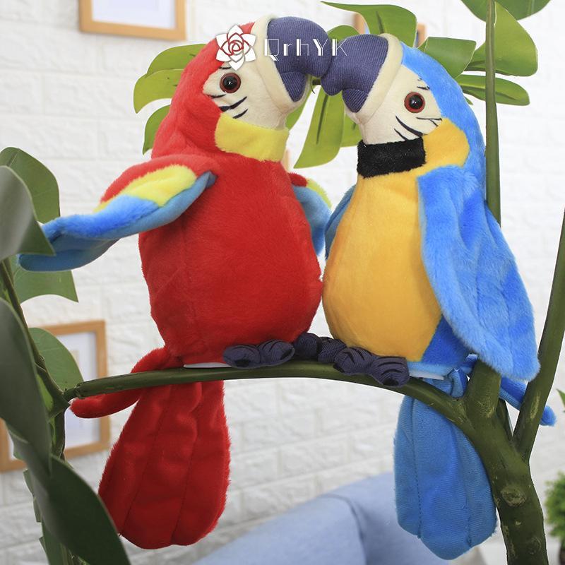 [QrhYK-t] Talking Macaw Parrot Repeat What You Say Stuffed Animal Plush ...