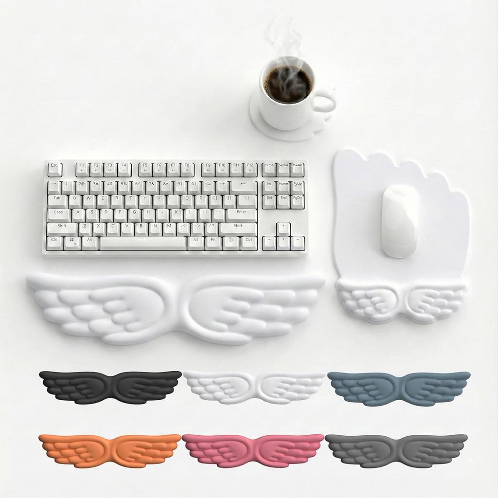 Angel wing Keyboard Wrist Rest Set, 3 Piece Cloud Wrist Rest for ...