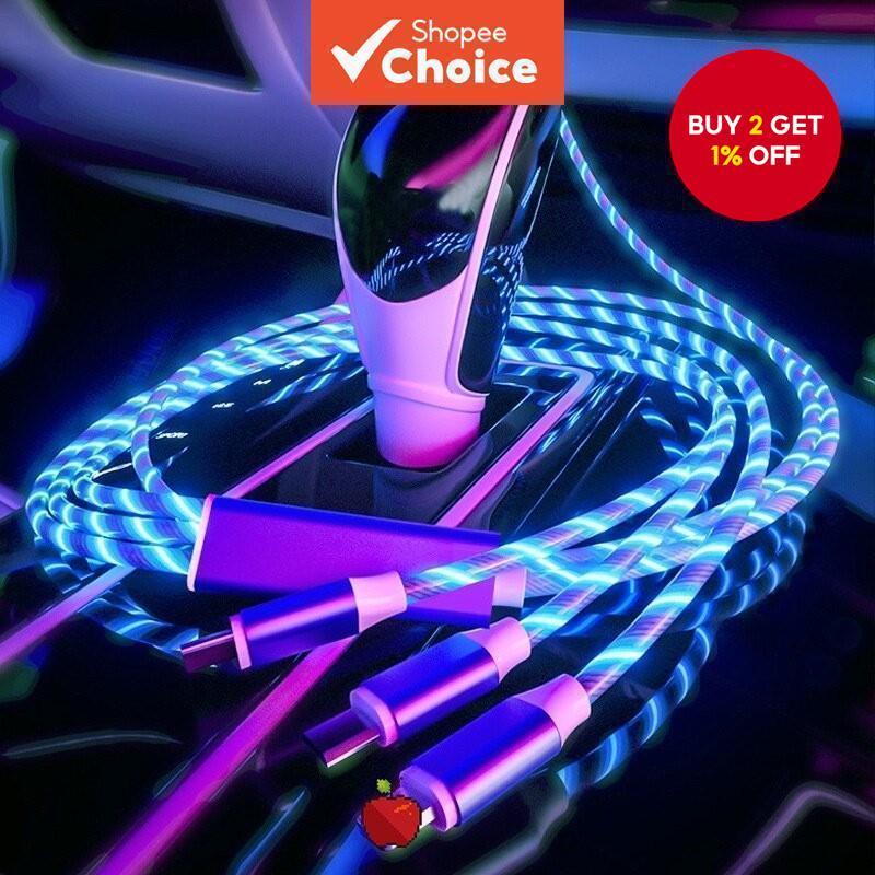 USB Charger cable Accessories Orig Fast Charge 4A flowing LED Light USB ...