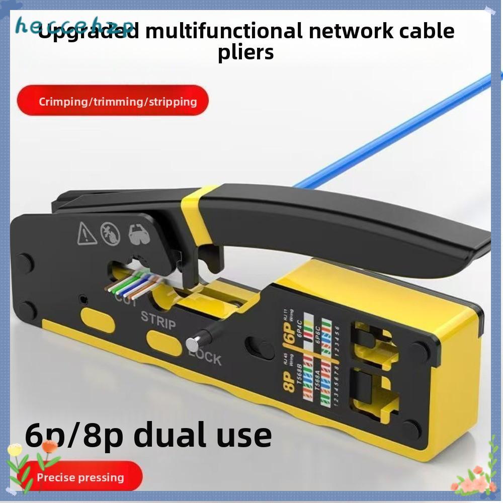 HECCEHZP Straight RJ45 Crimping Tool, All-in-One Cat7 Cat6 Cat5 3 in 1 ...