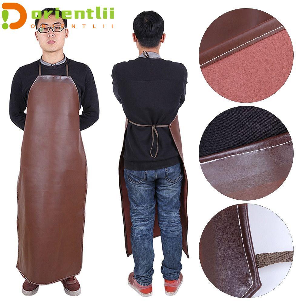 ORIENTLII Anti Scalding Aprons, Flame Resistant Safety Leather Welding ...