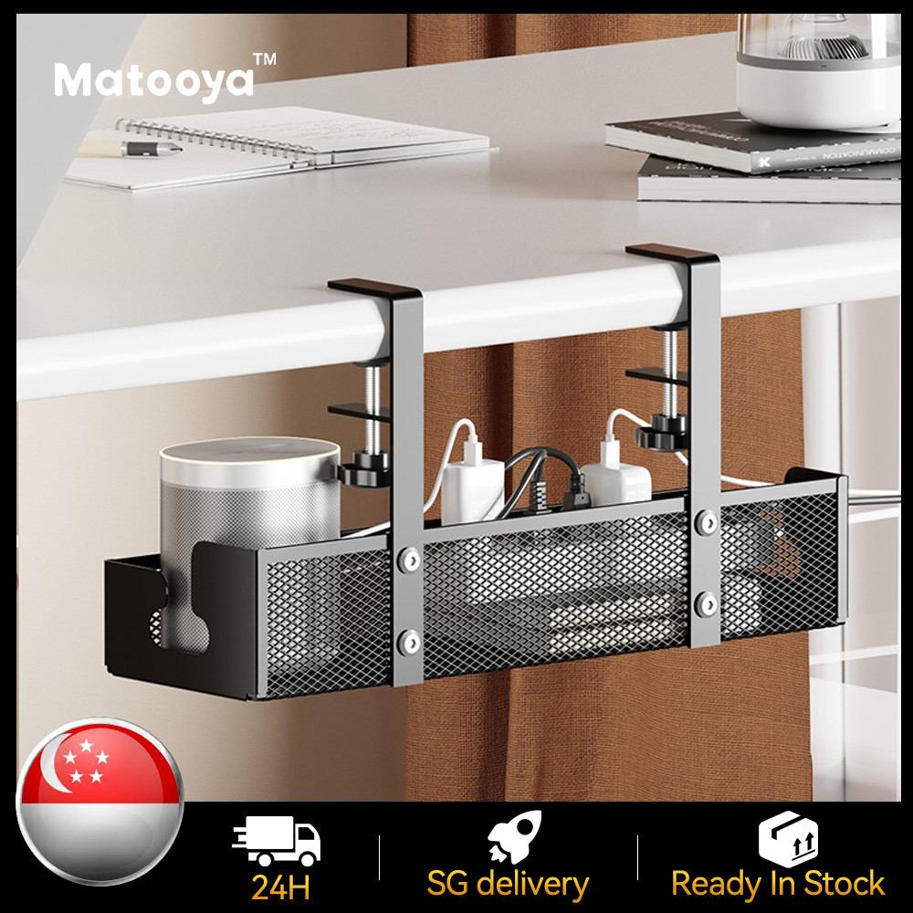 [SG] Adjustable Desk Wire Organizer Study Table Under Desk Storage Rack ...