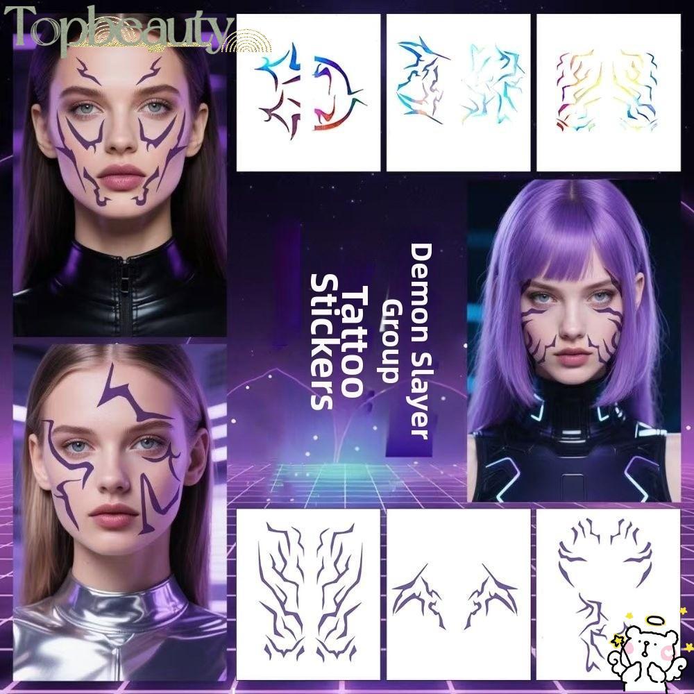 TOPBEAUTY Cosplay Prop Tattoo Sticker, Purple Body Paint Temporary ...