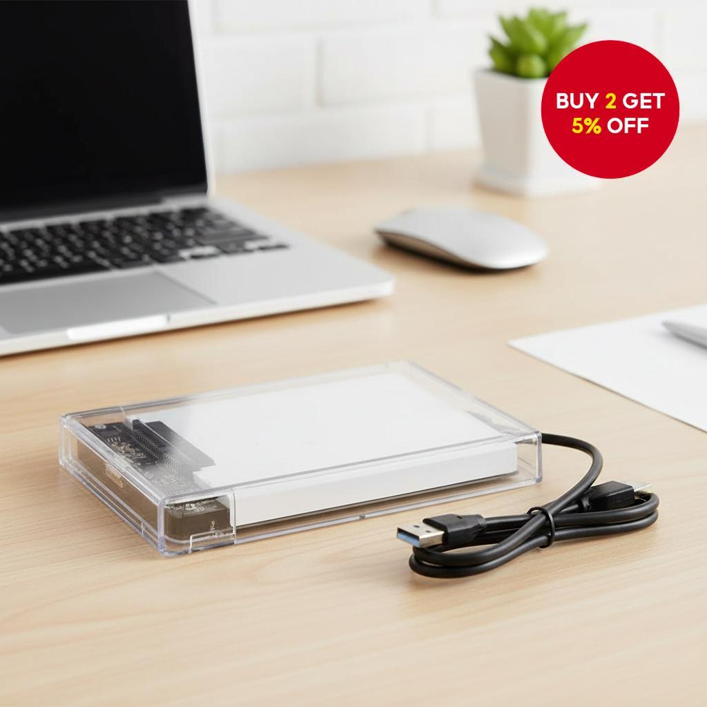 Clear USB 3.0 Type C Enclosure for 2.5 inch 3.5 inch SATA HDD SSD Hard ...