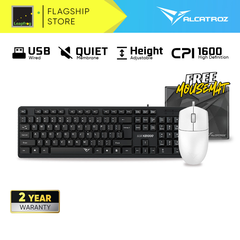 Alcatroz KB1000 Silent USB Wired 104 Key Keyboard | Free Wired Mouse ...