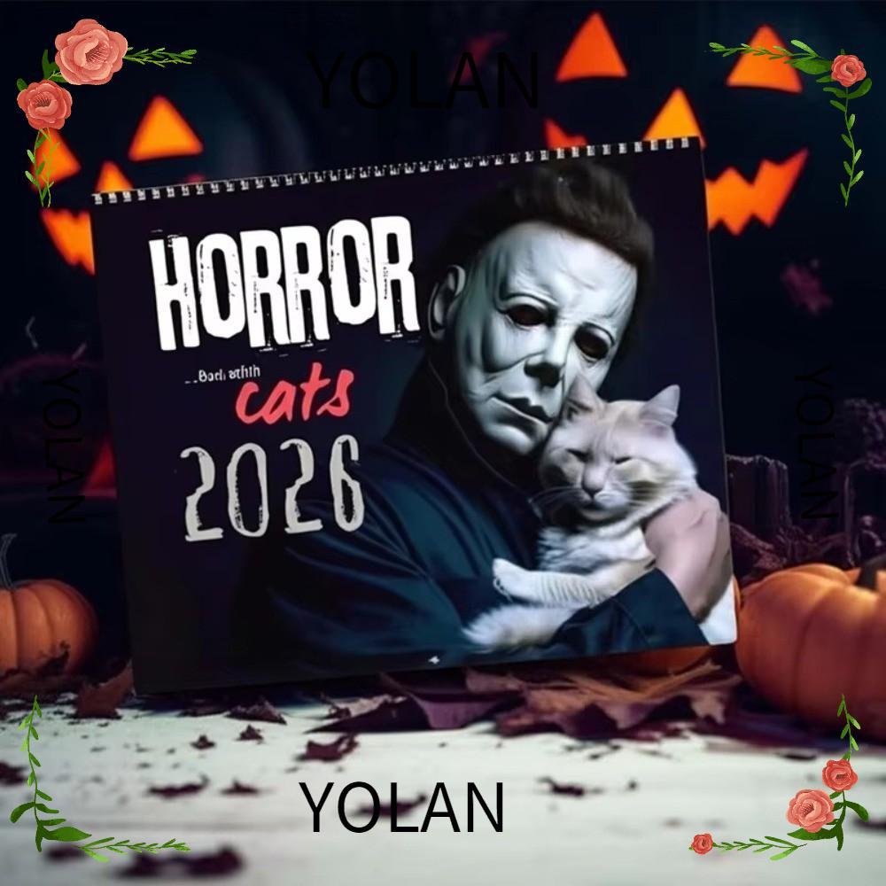 YOLANDAGOODS Wall Calendar, 2026 Daily Organization 2026 Horror Cat ...