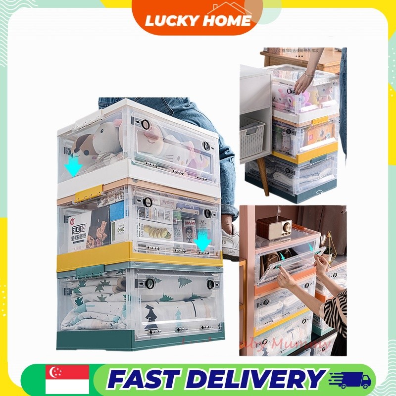 Heighten Plastic foldable stackable Organizer two side door open Extra ...