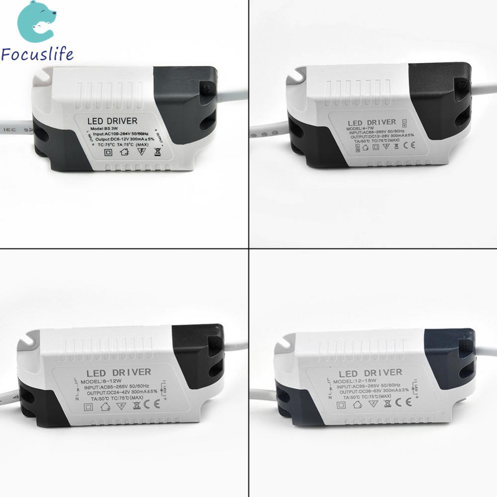 Light LED Driver Plastic AC-DC 300mA 1-3W/4-7W/8-12W/12-18W Adapter ...