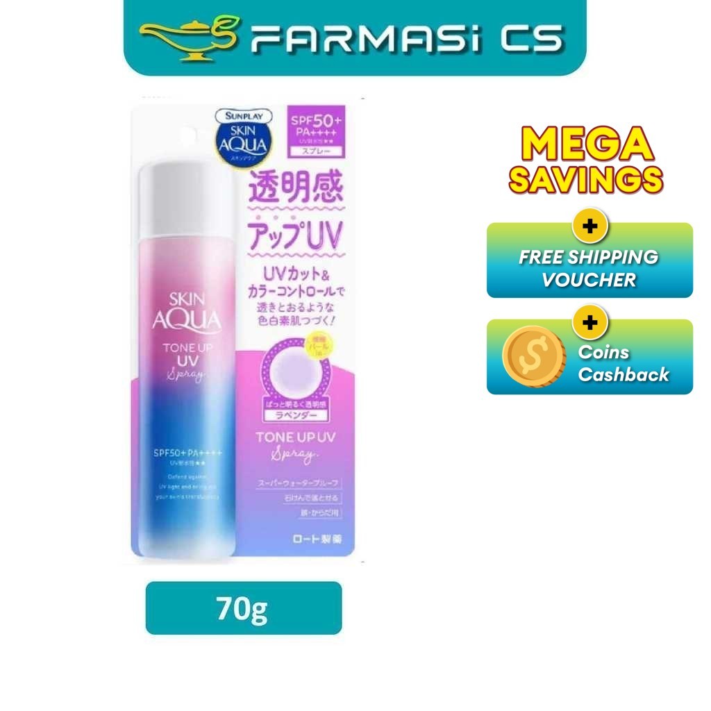 Mentholatum Sunplay Skin Aqua Tone Up UV Spray SPF 50+ PA++++ 70g DATE ...