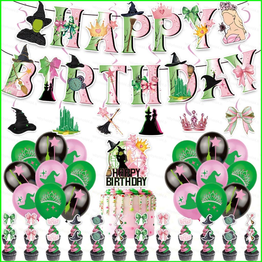 B4 Wicked Elphaba Glinda kids birthday party decorations banner cake ...