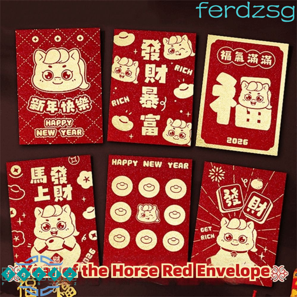 JENNIFERDZSG 6Pcs/Set 2026 Horse Year Red Envelope, Retro Traditional ...