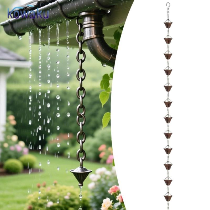 [Ababixa] Adjustable Rain Chains Heavy Duty Iron Bronze Outdoor Gutter ...
