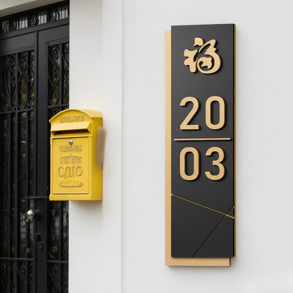 Unit Number Plate 25x8.5cm New vertical black 3D digital sticker Door ...