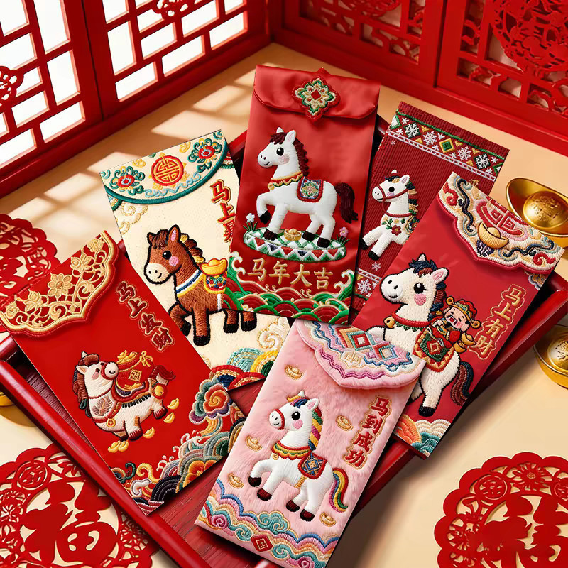 TK XHS Viral Year of the Creative Horse Ang Pao 2026 – Embroidered ...
