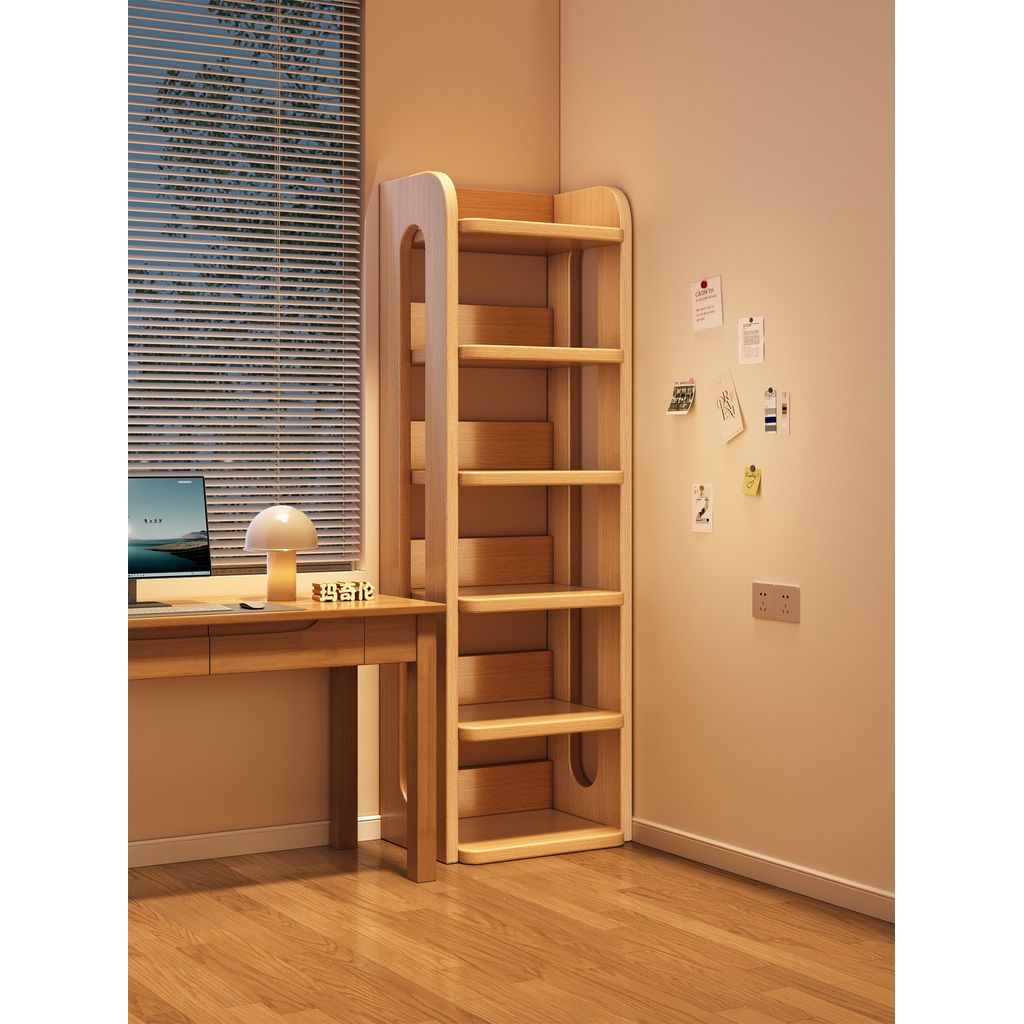 Solid Wood Bookshelf Shelf Floor-standing Integrated Wall Movable ...