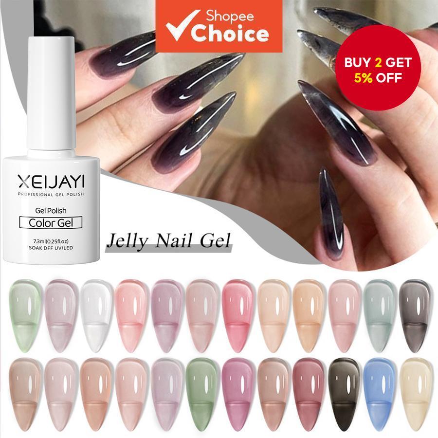 XEIJAYI 1pc 7.3ml Gel Nail Polish Ice Transparent Apricot Nail Polish ...