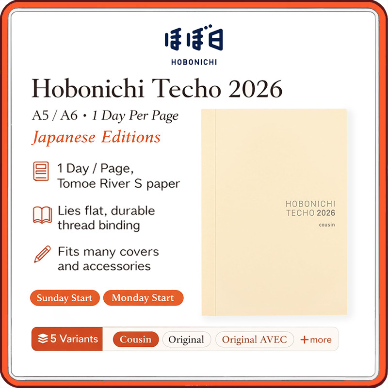 Hobonichi Techo 2026 Daily Planner Japanese Version – Cousin A5 ...