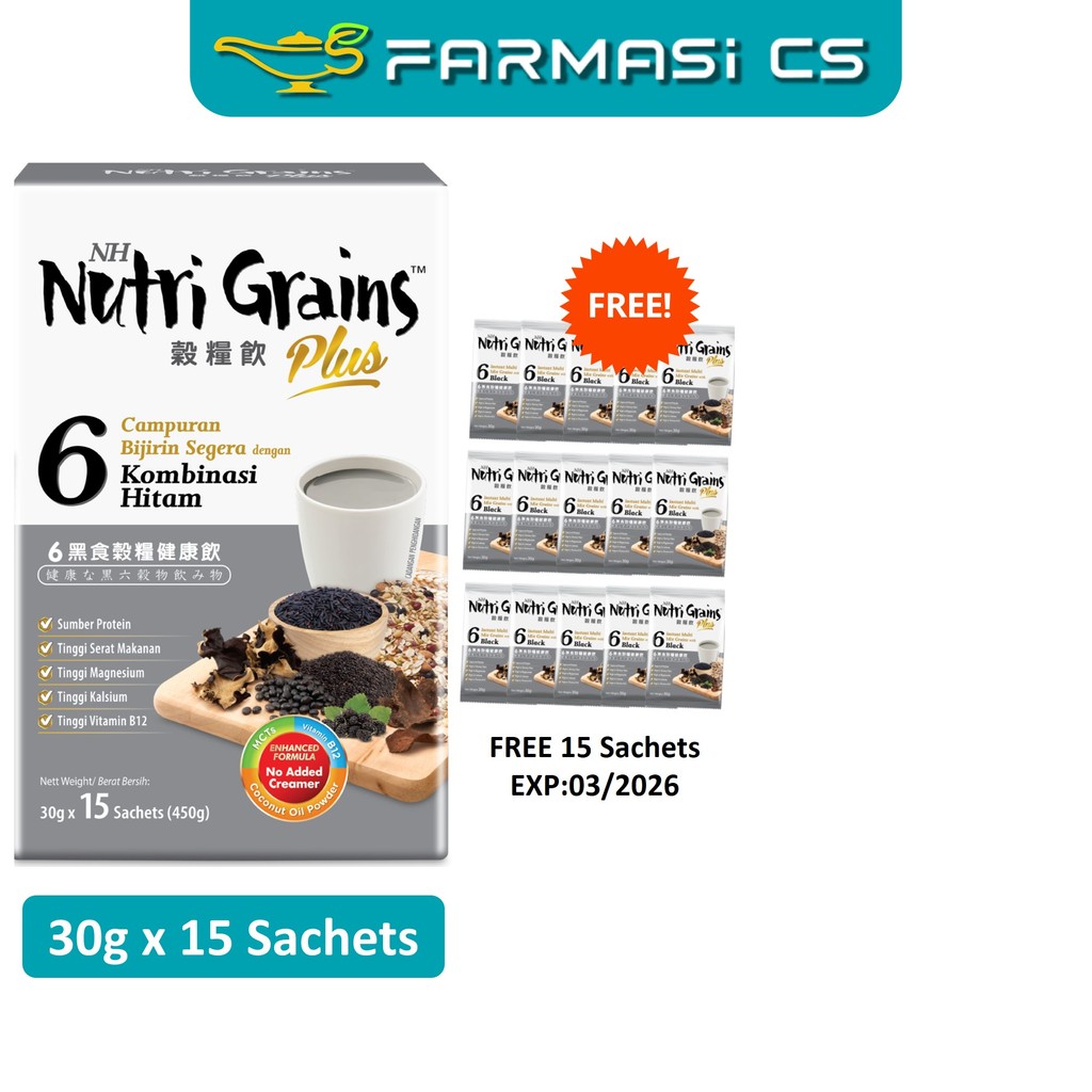 NH Nutri Grains Plus with 6 Black 450g (30g x 15 Sachets) EXP:02/2027 ...