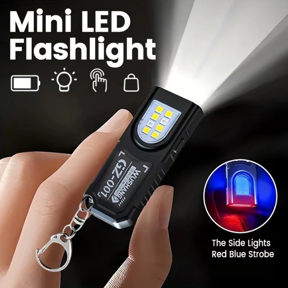 Powerful Mini COB LED Keychain Flashlight Rechargeable Hanging Work ...