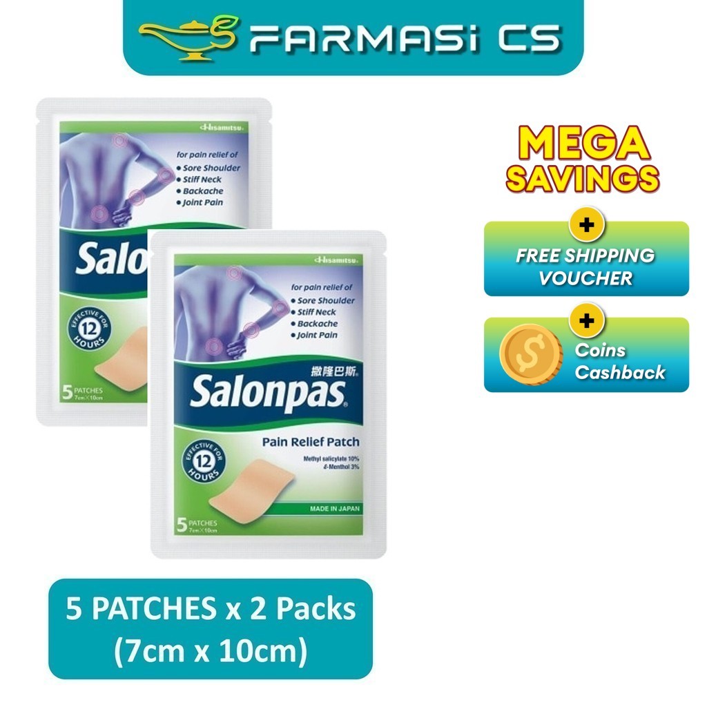 Hisamitsu Salonpas Patch 5 Patches x 2 Packs (7cm x 10cm) EXP:07/2027 ...