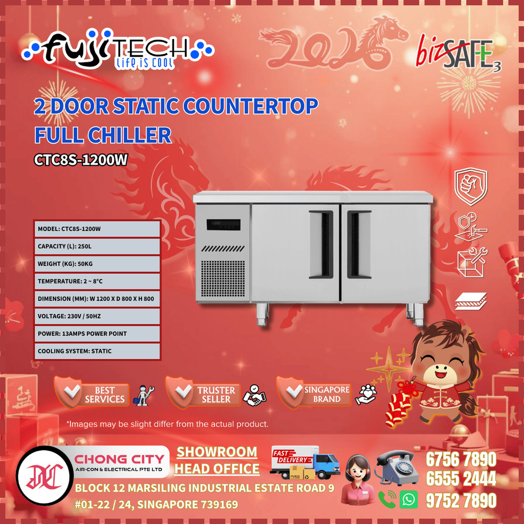 FUJITECH 2 Door Countertop Chiller 250L(Static)-CTC8S-1200W | Shopee ...