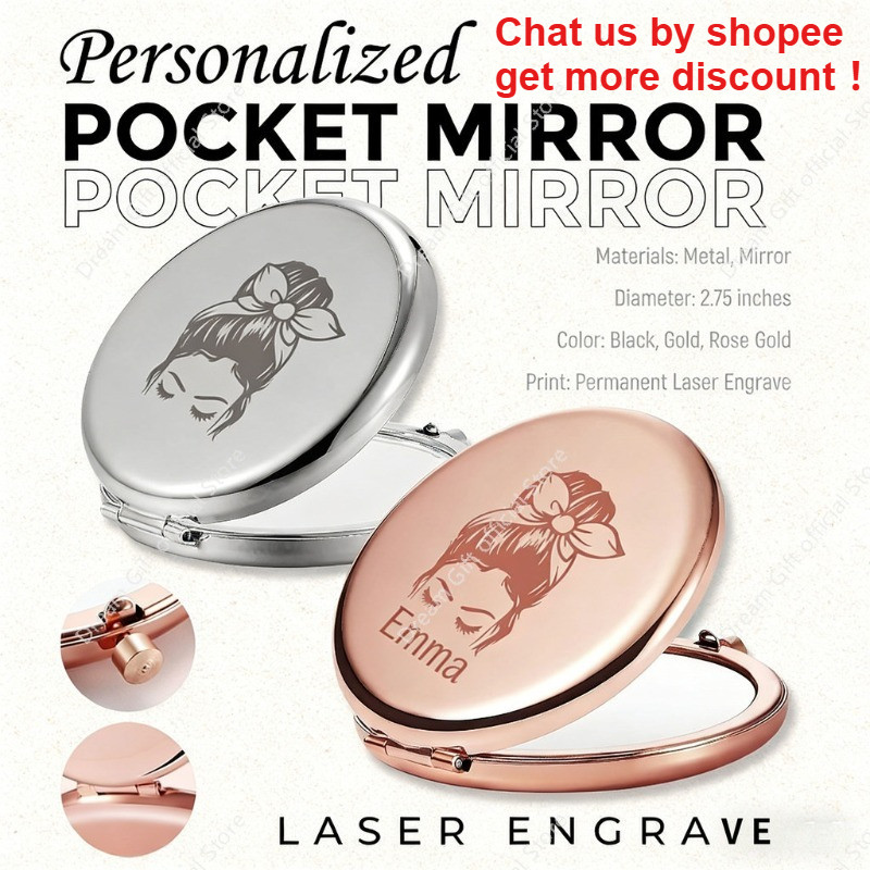 Personalized Compact Pocket Mirror with Laser Engraved Name: Perfect ...