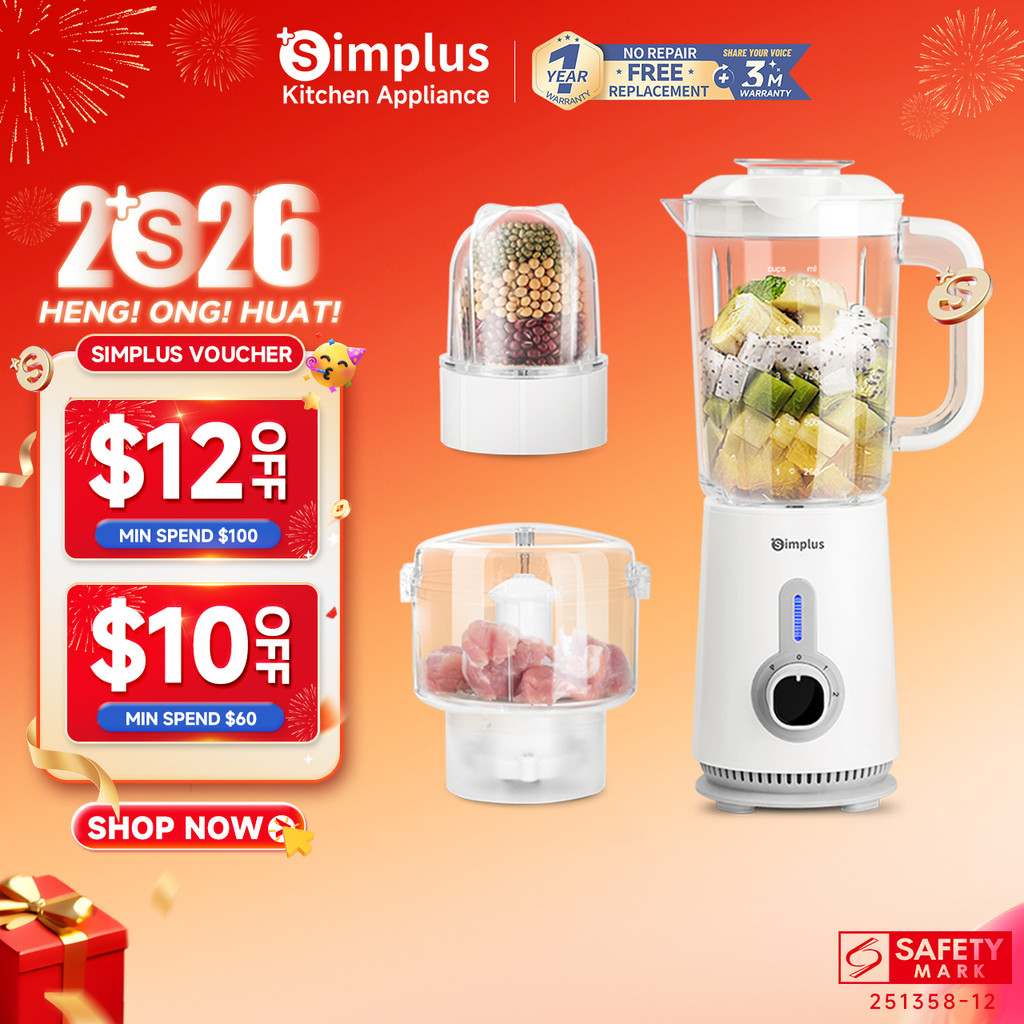 Simplus Kit 1.25L Blender 3 in 1 Food Processor 2 Speed Options Pulse ...