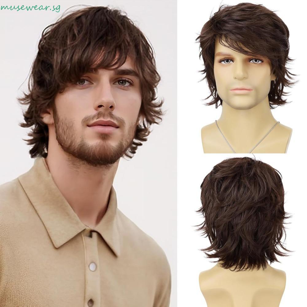 MUSEWEAR Male Mullet Head Wigs, Hippie Realistic Synthetic Cosplay Wigs ...