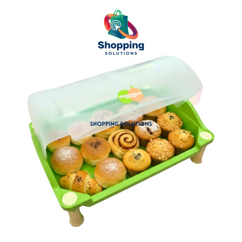 HIJAU Large Lid Cake Bread Tray, Golden Sunkist Green Multipurpose Cake ...